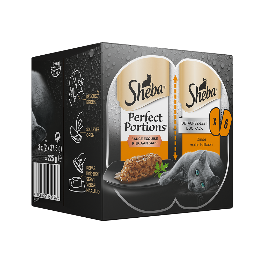 SHEBA® | Perfect portions, sappige stukjes kalkoen in saus