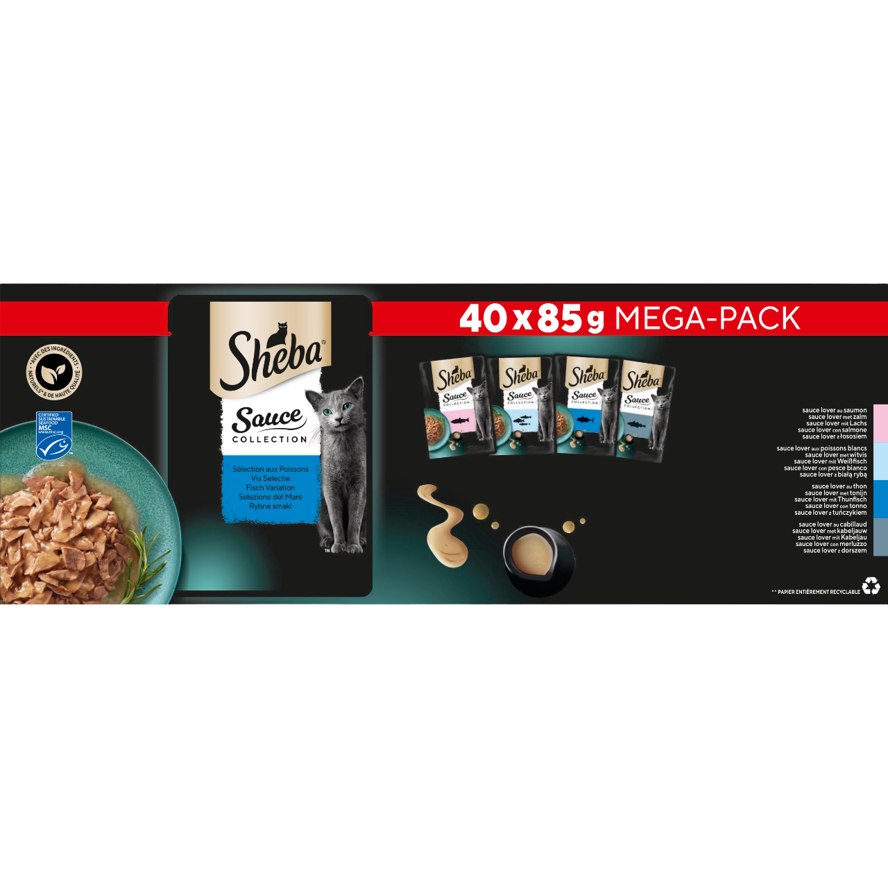 Sheba Sauce Collection Vis Selectie in Saus Mega-Pack 40 x 85 g